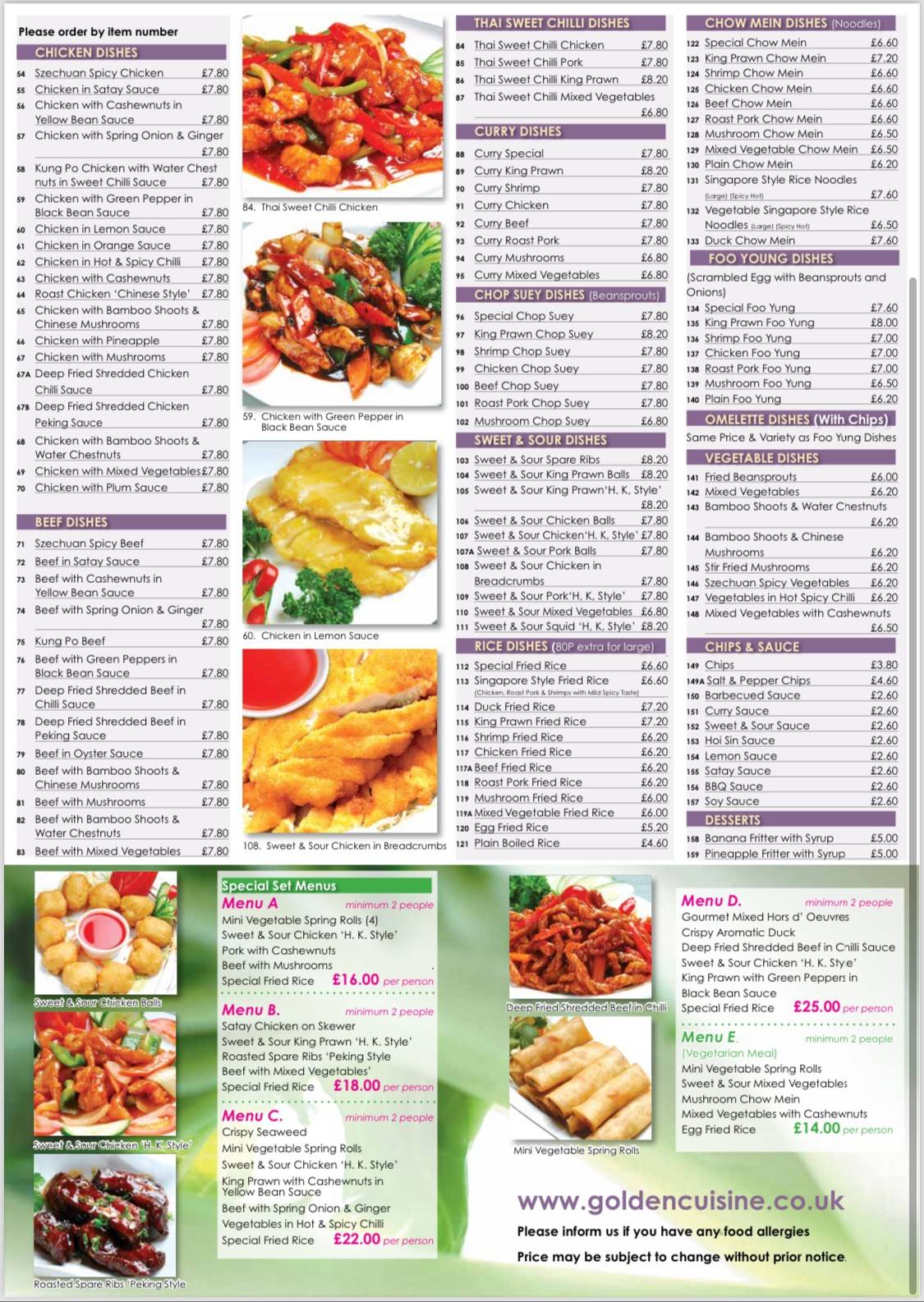 Menu at Golden Cuisine fast food, Brockenhurst