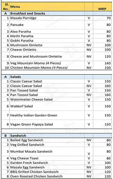 Menu at Gondwana @ Awfis Cafe, Mumbai, Unit 1003 & 1004