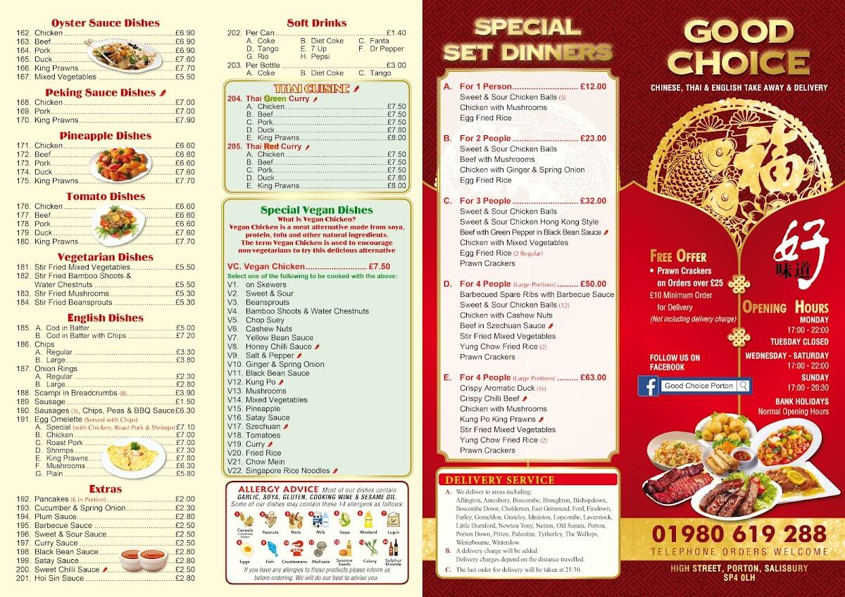 Menu at Good Choice Takeaway fast food, Salisbury