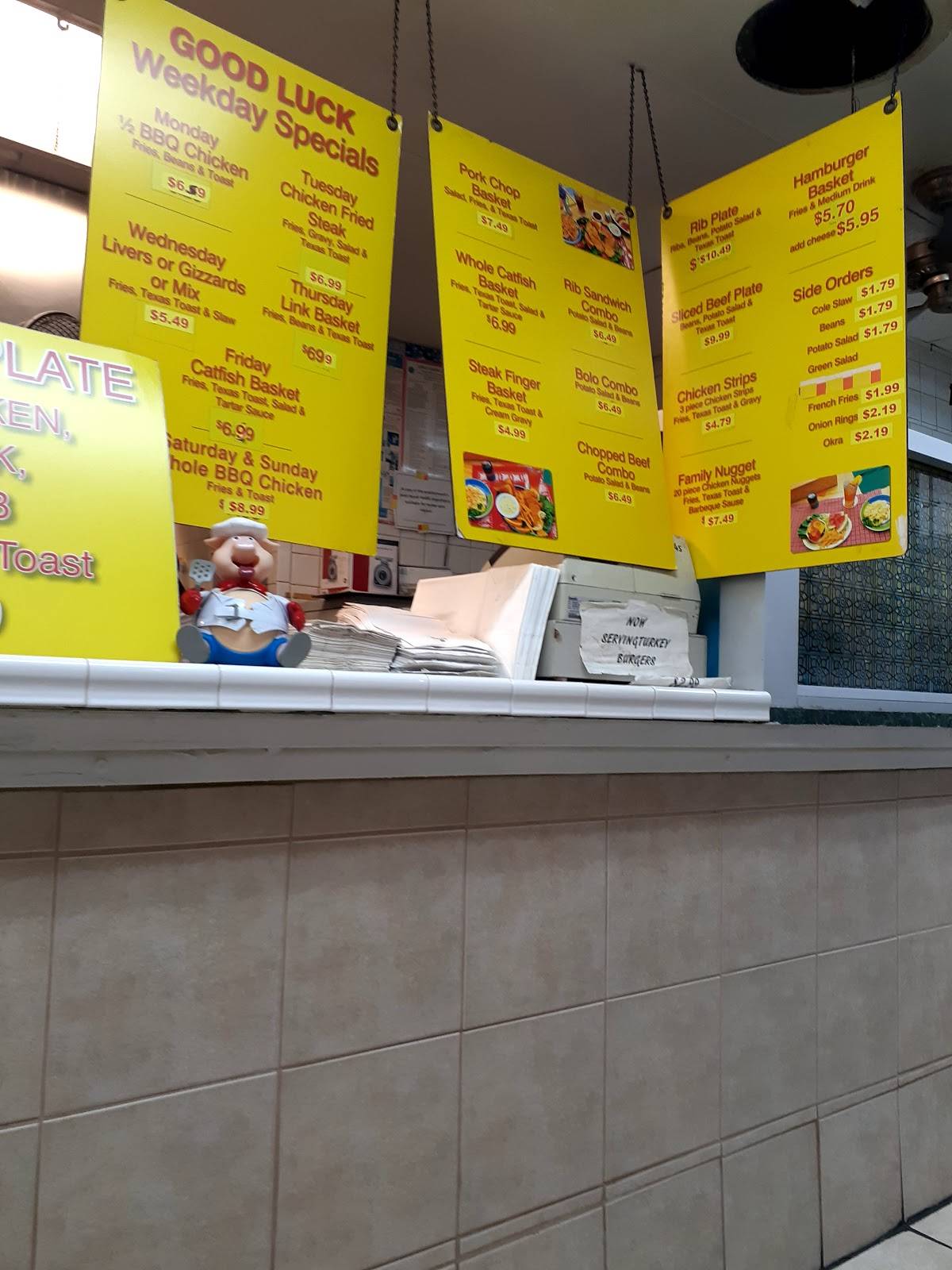 Menu at Good Luck Drive inn BBQ, Fort Worth