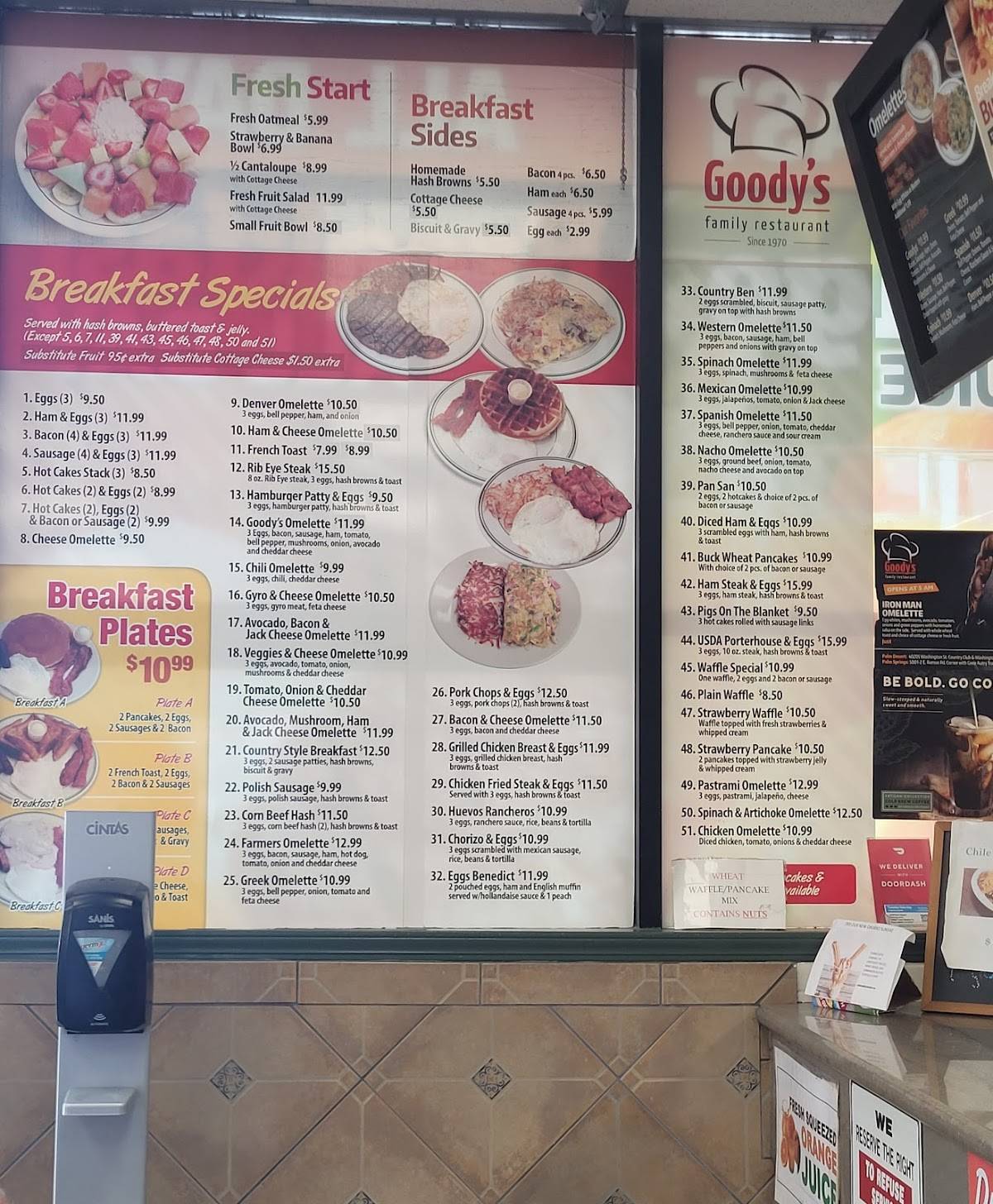 Menu at Goody's Cafe Palm Desert, Palm Desert, Washington St