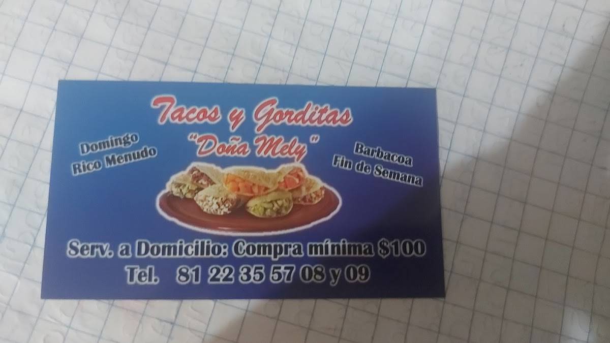 Carta del restaurante Gorditas Y Tacos Doña Mely, Apodaca