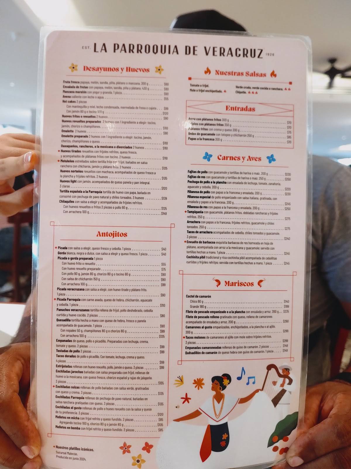 Menu at Gran Café de la Parroquia, Veracruz, Av. Valentín Gómez Farías 34