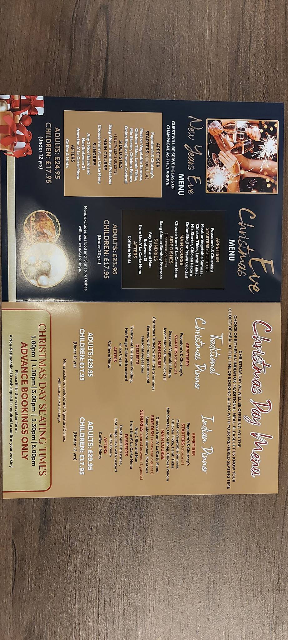 Menu at Grand Millon restaurant, Oldham