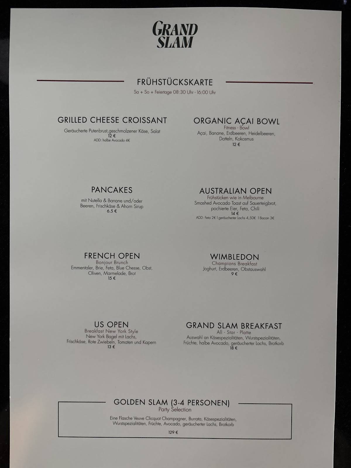 Speisekarte von Grand Slam Restaurant, Berlin