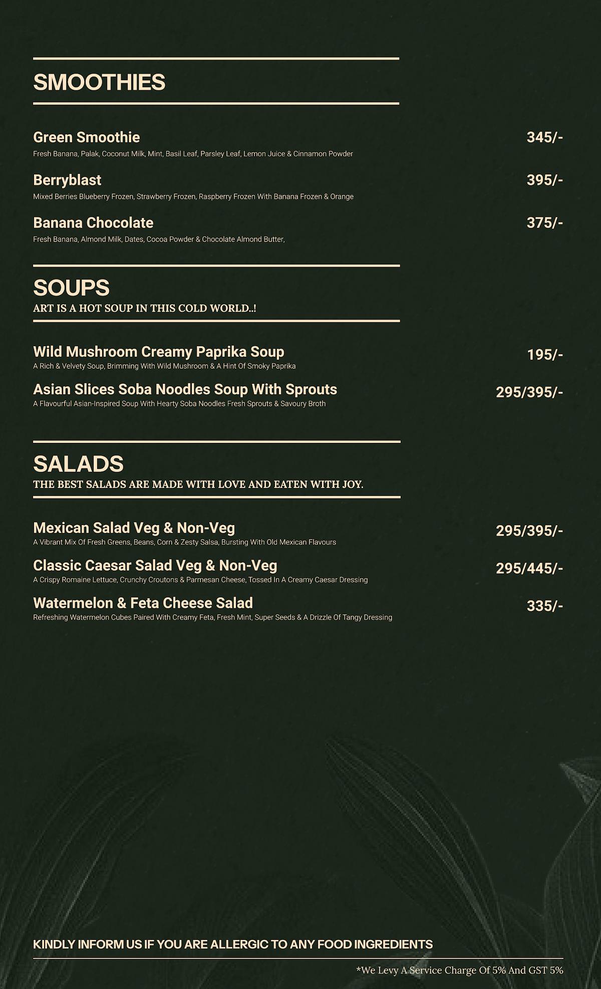 Menu at Grano - Coffee Affairs, Hyderabad