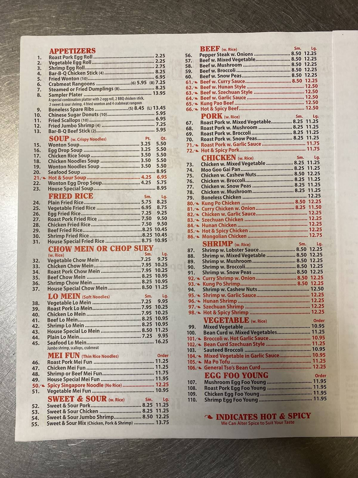 Menu at Great Dragon Chinese Restaurant, Upper Sandusky