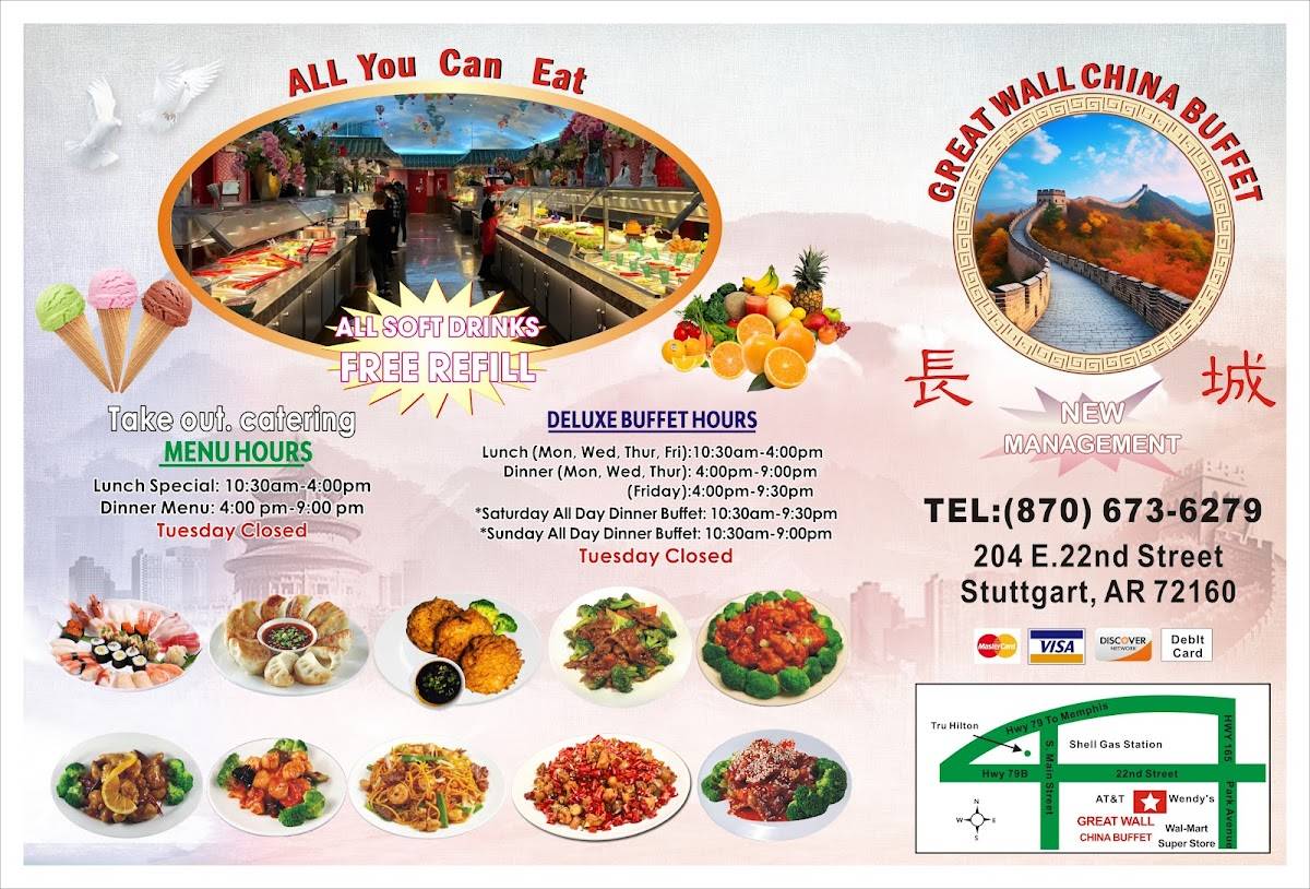Menu at Great Wall Chinese Buffet restaurant, Stuttgart