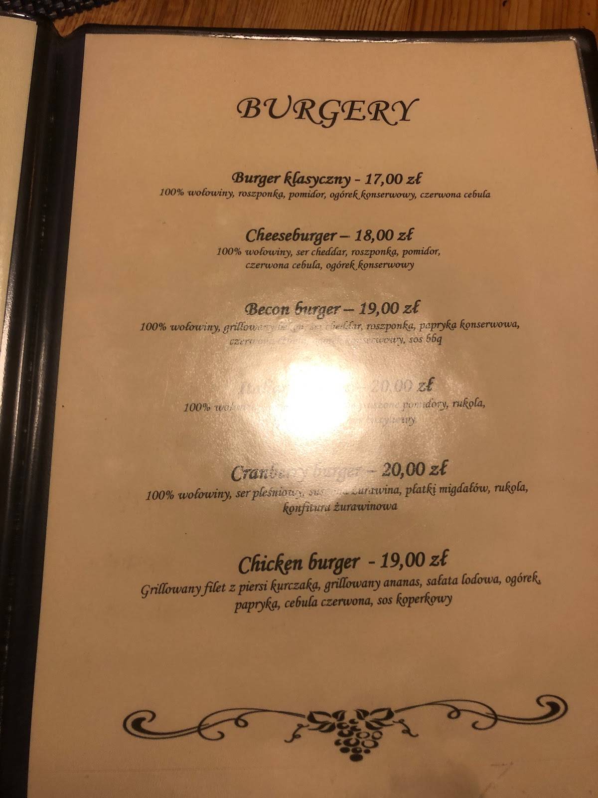 Menu at Gre'ka restaurant, Leżajsk