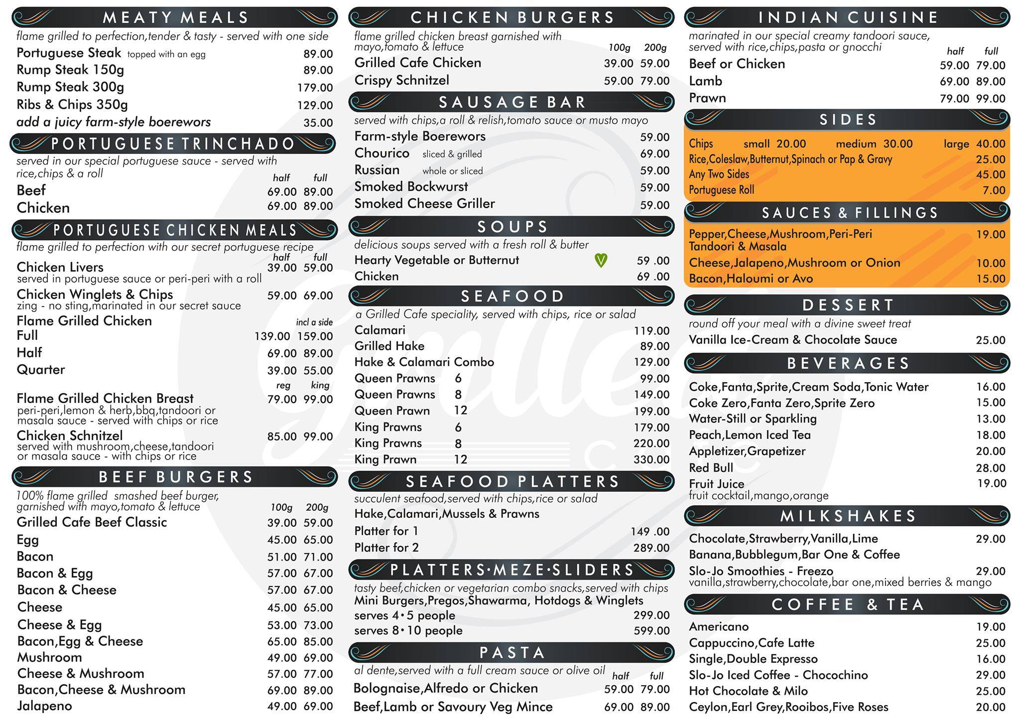 Menu at Grilled Cafe, Sandton