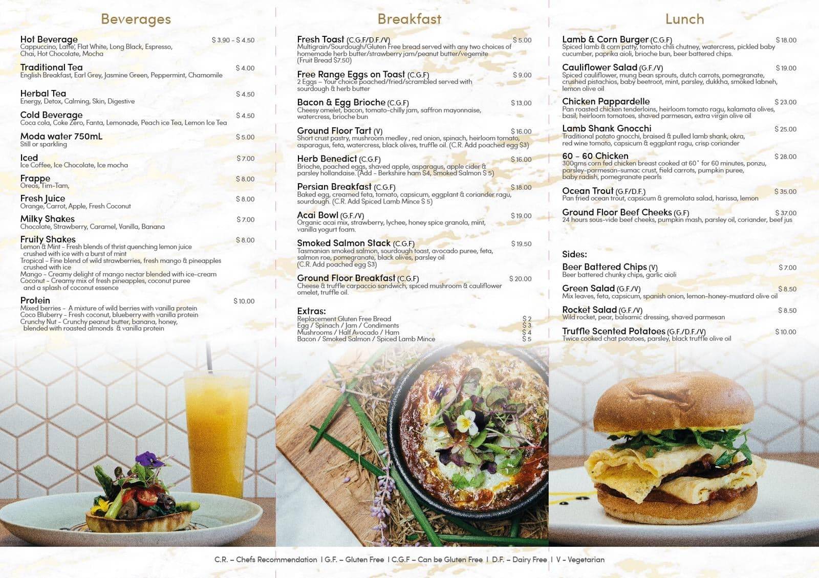 Menu at Ground Floor Cafe, Liverpool