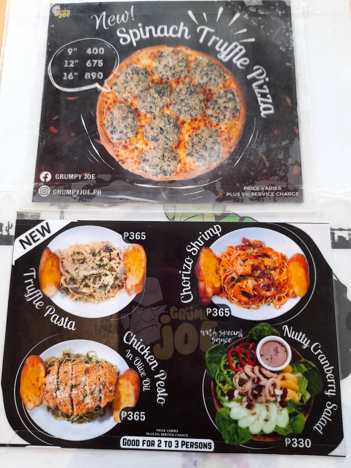 Menu at Grumpy Joe restaurant, Baguio, 15 Gibraltar Rd