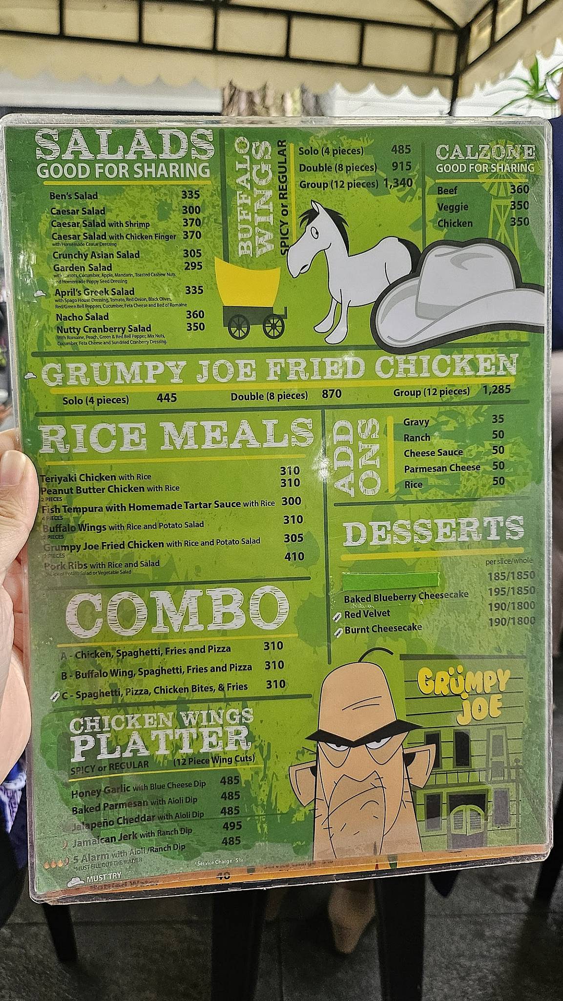 Menu at Grumpy Joe restaurant, Baguio, 15 Gibraltar Rd