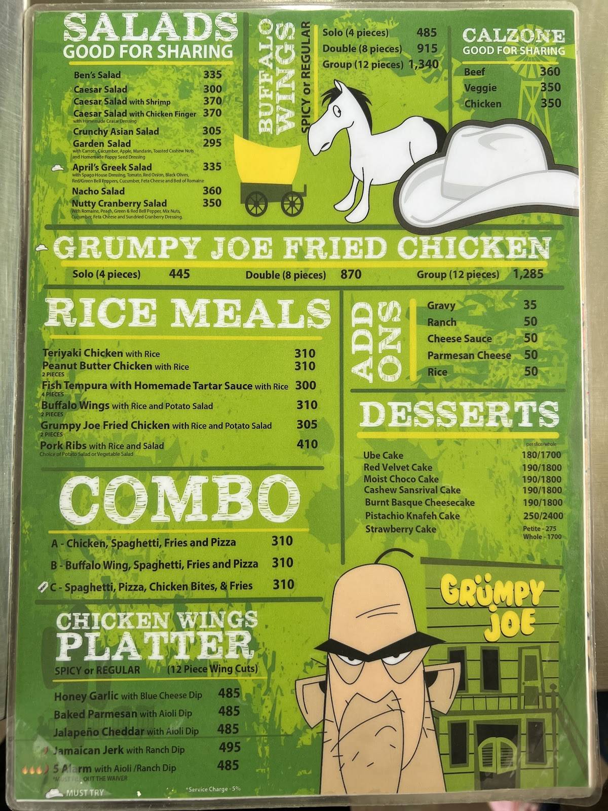 Menu at Grumpy Joe restaurant, Baguio, 15 Gibraltar Rd
