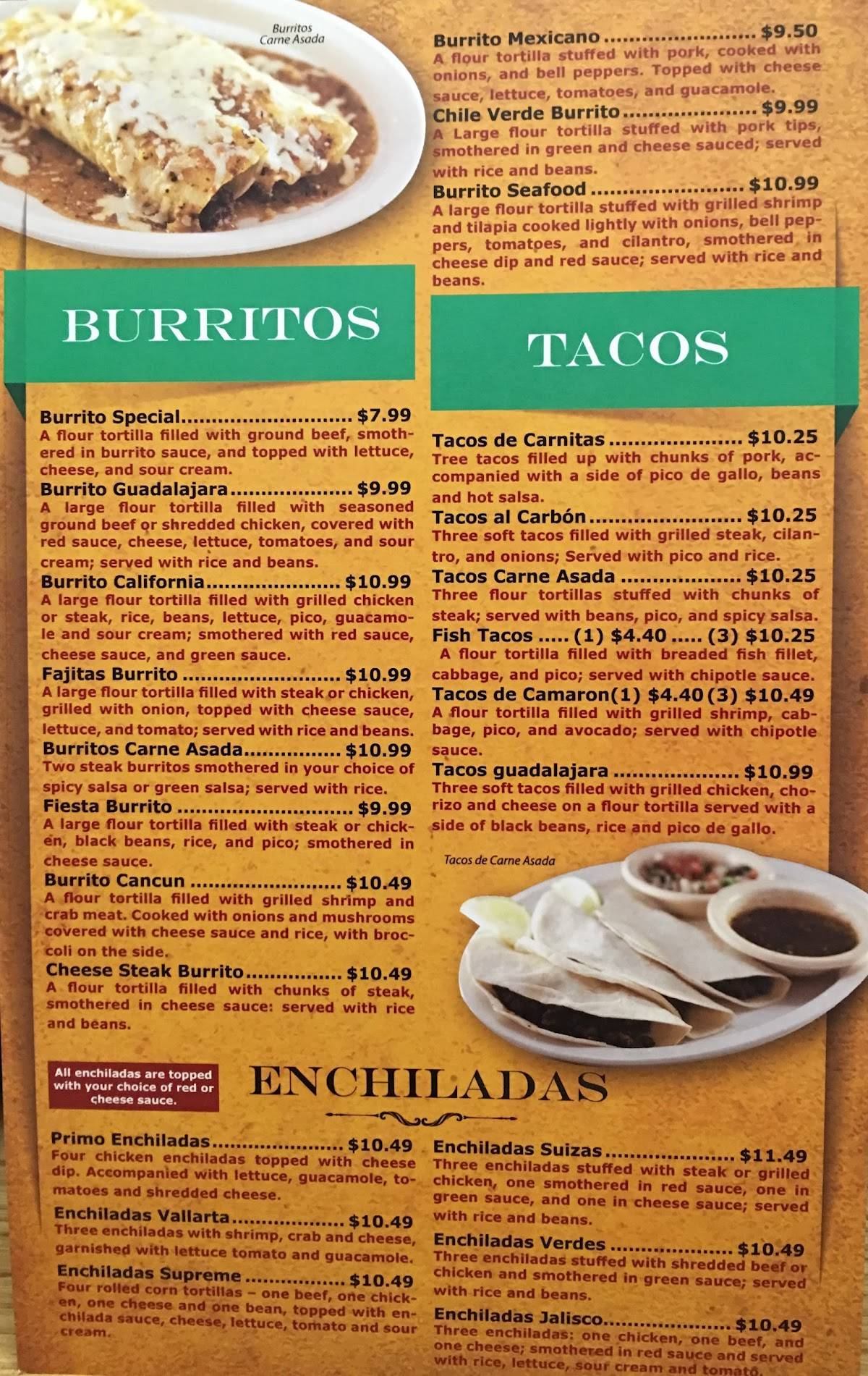 Menu at Guadalajara Mexican Restaurant, Ankeny