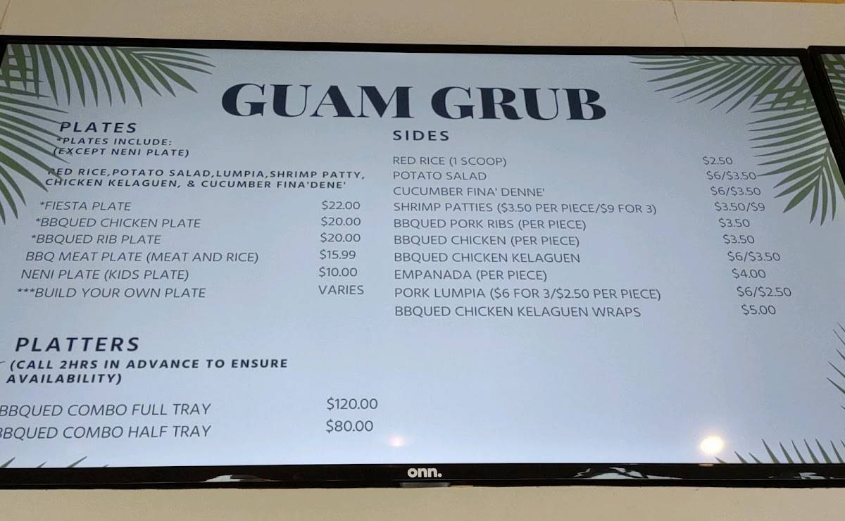 Menu at Guam Grub BBQ, Everett