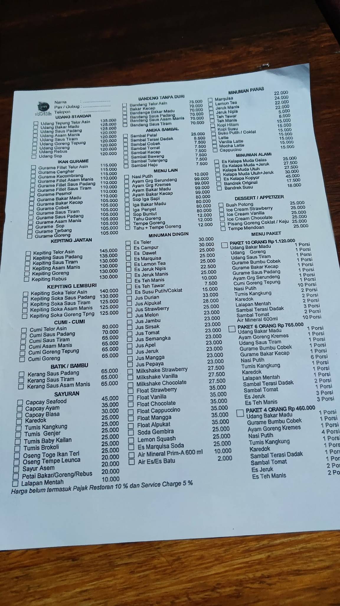 Menu at Gubug Makan Mang Engking Yani Golf Surabaya restaurant, Surabaya