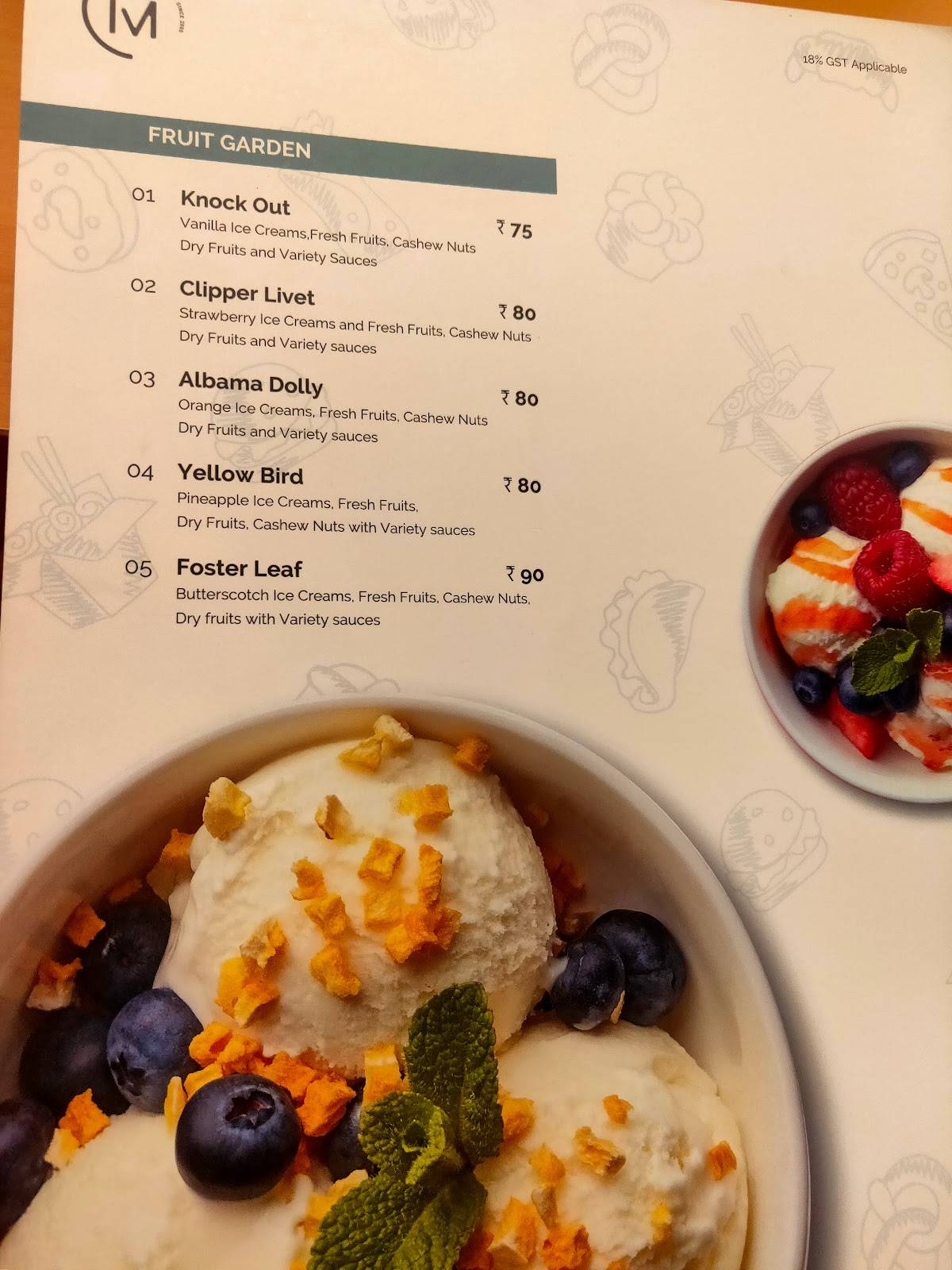 Menu at Ice Magic, Guntur, arundelpet
