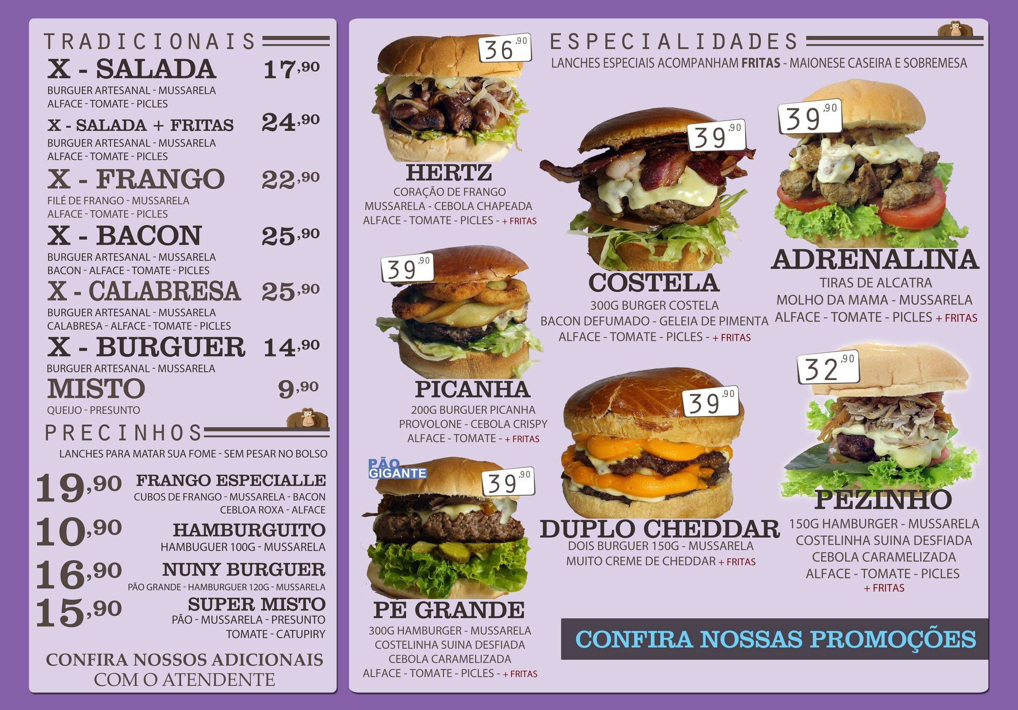 Carta del restaurante Guten Burger, Pomerode, Rua Presidente Costa e Silva