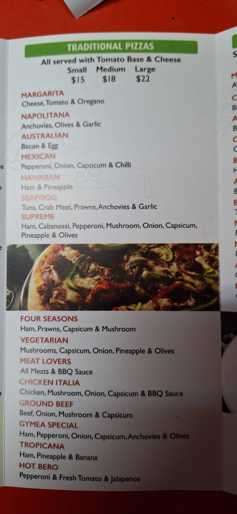 Menu at Gymea Pizza restaurant, Gymea Bay, Shop 1/11 Casuarina Rd