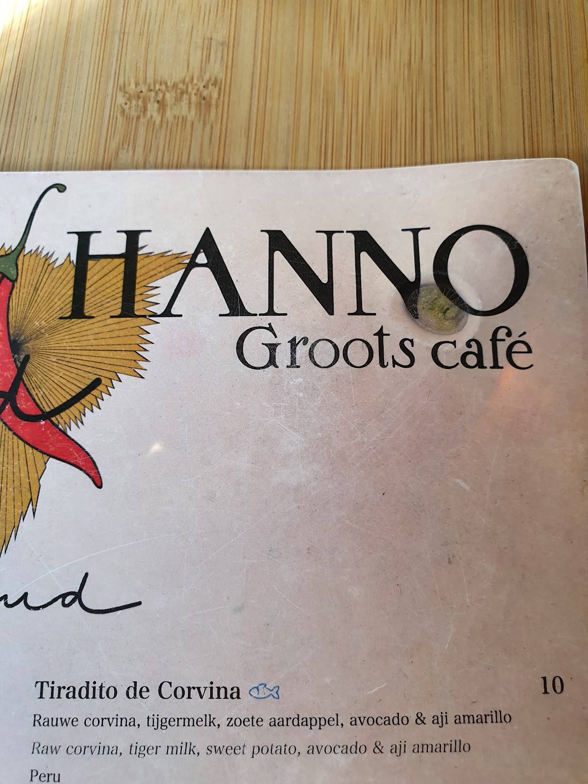 Menu at HANNO - Groots cafe, Delft