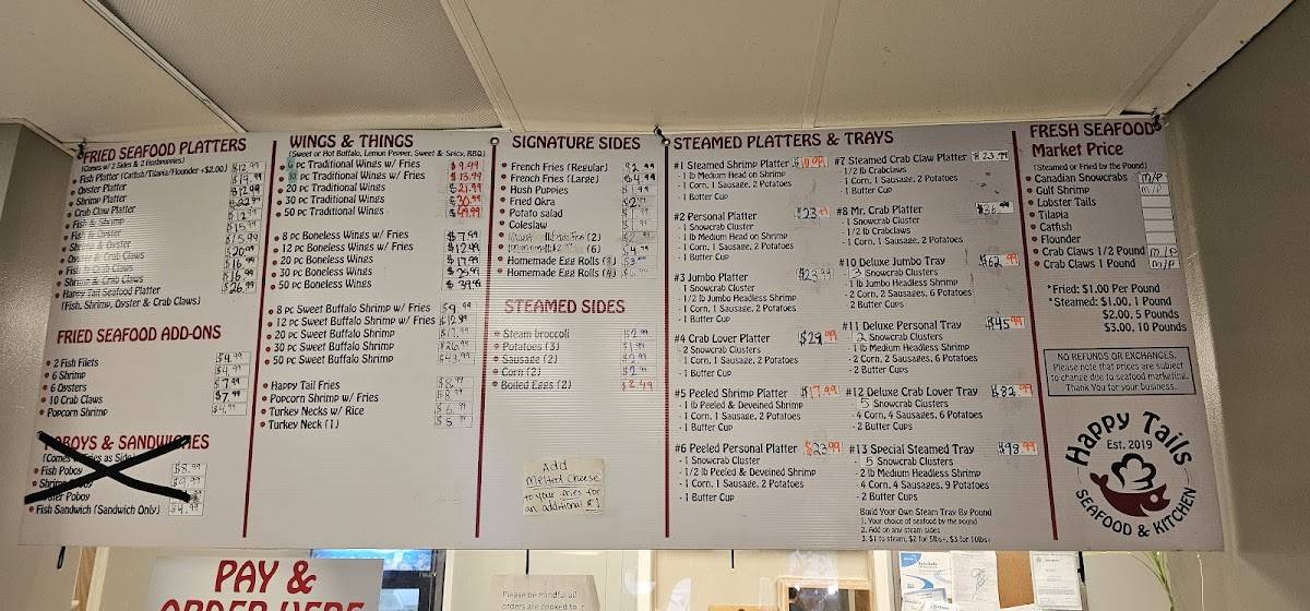 Menu at HAPPY TAILS SEAFOOD restaurant, Mobile