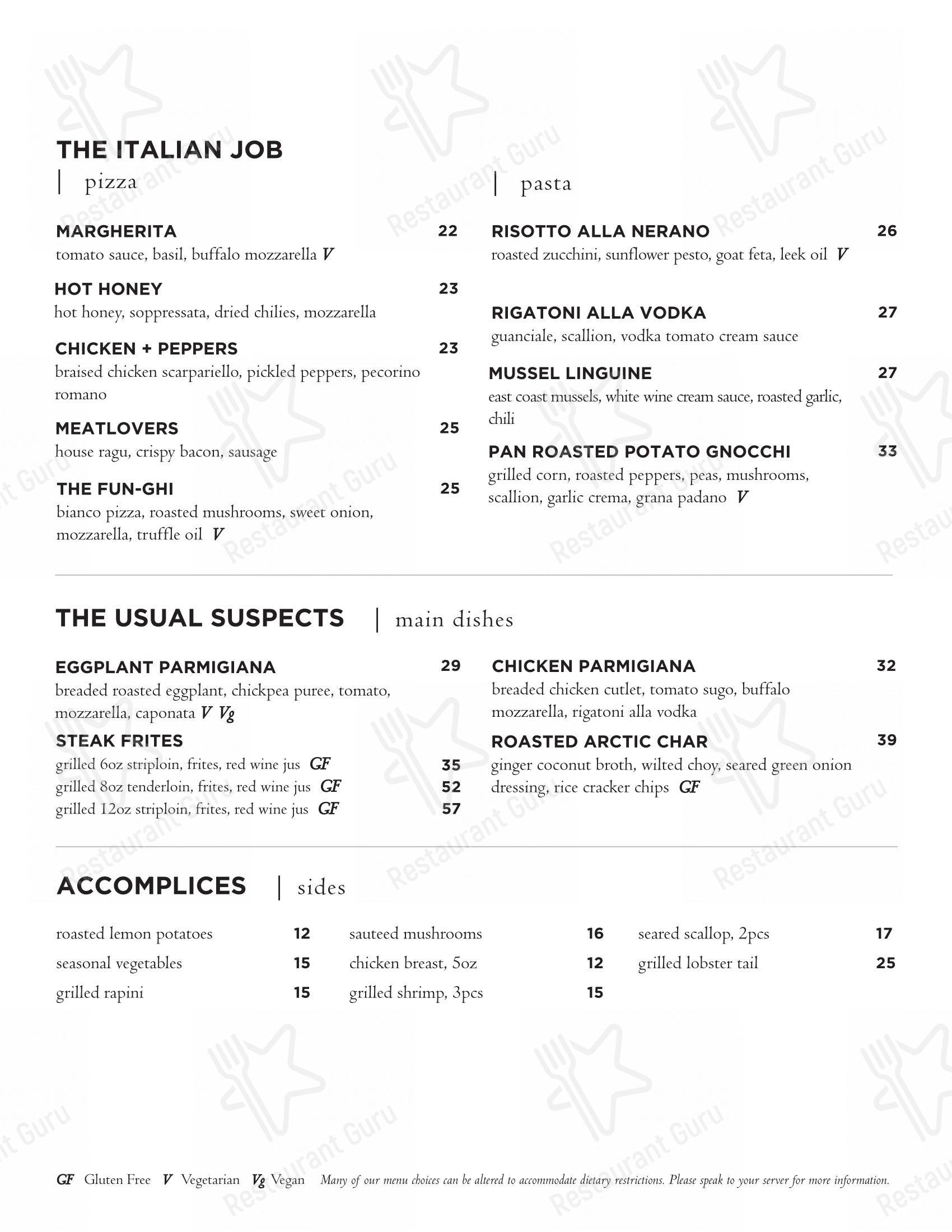Menu at HEIST Restaurant + Wine Club, Kingston