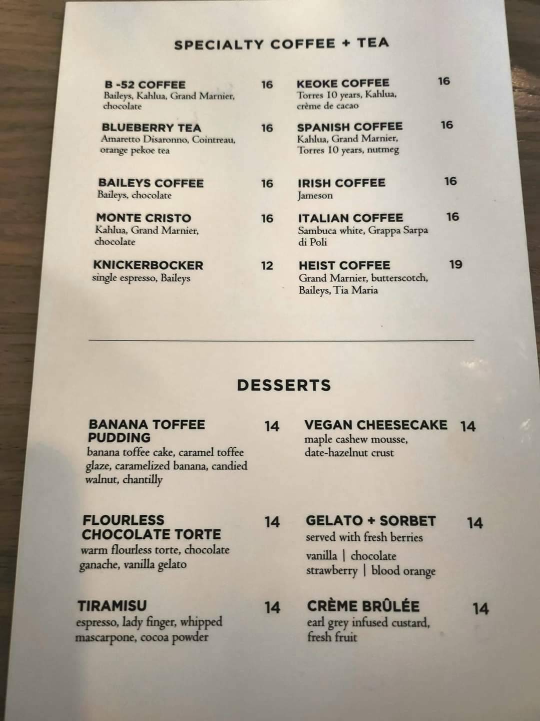 Menu at HEIST Restaurant + Wine Club, Kingston