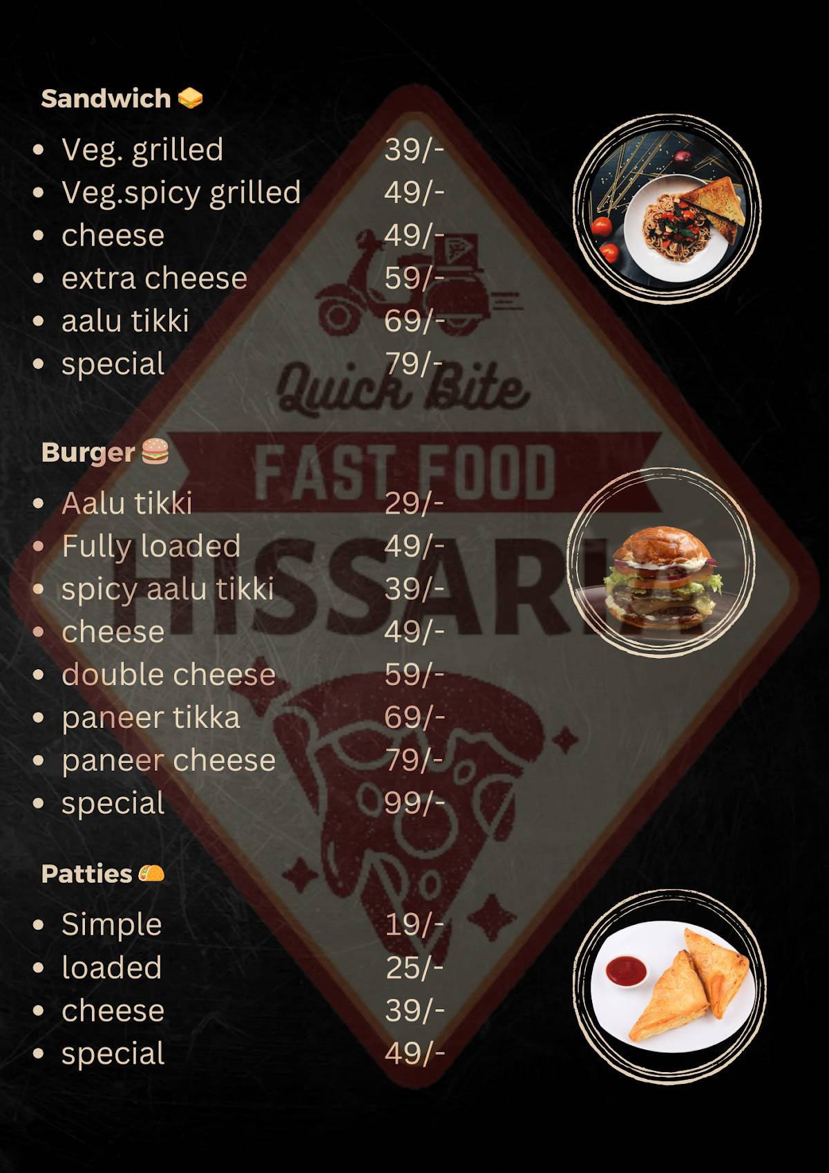 Menu at HISSARIA CAFE (QUICK BITE), Neemrana