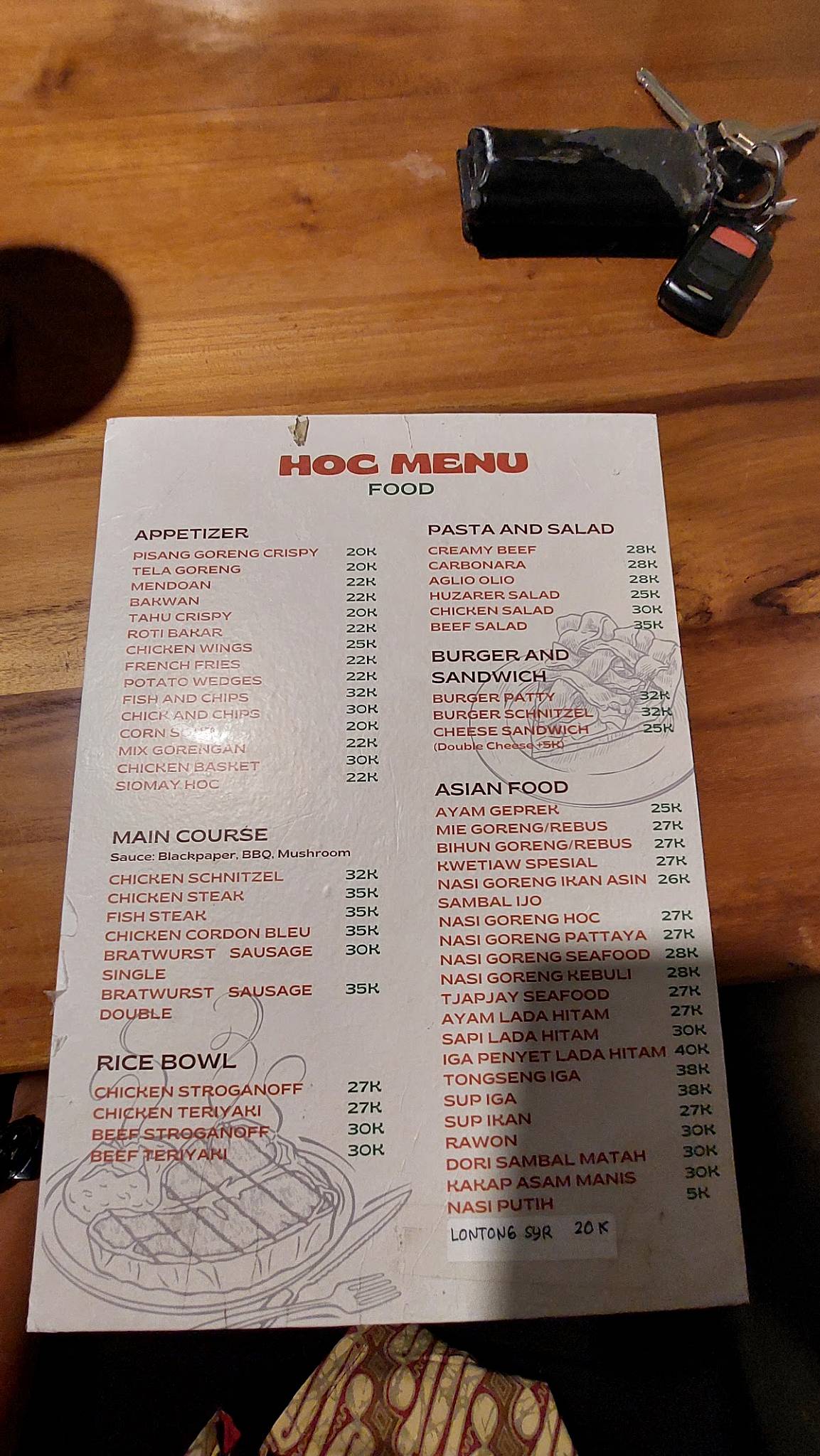 Menu at HOC Cafe Semarang, Semarang