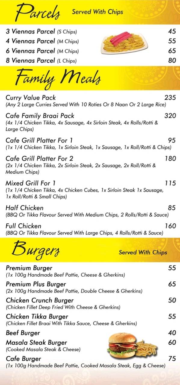Menu at HOT STUFF Bayview Bayview restaurant, South Africa