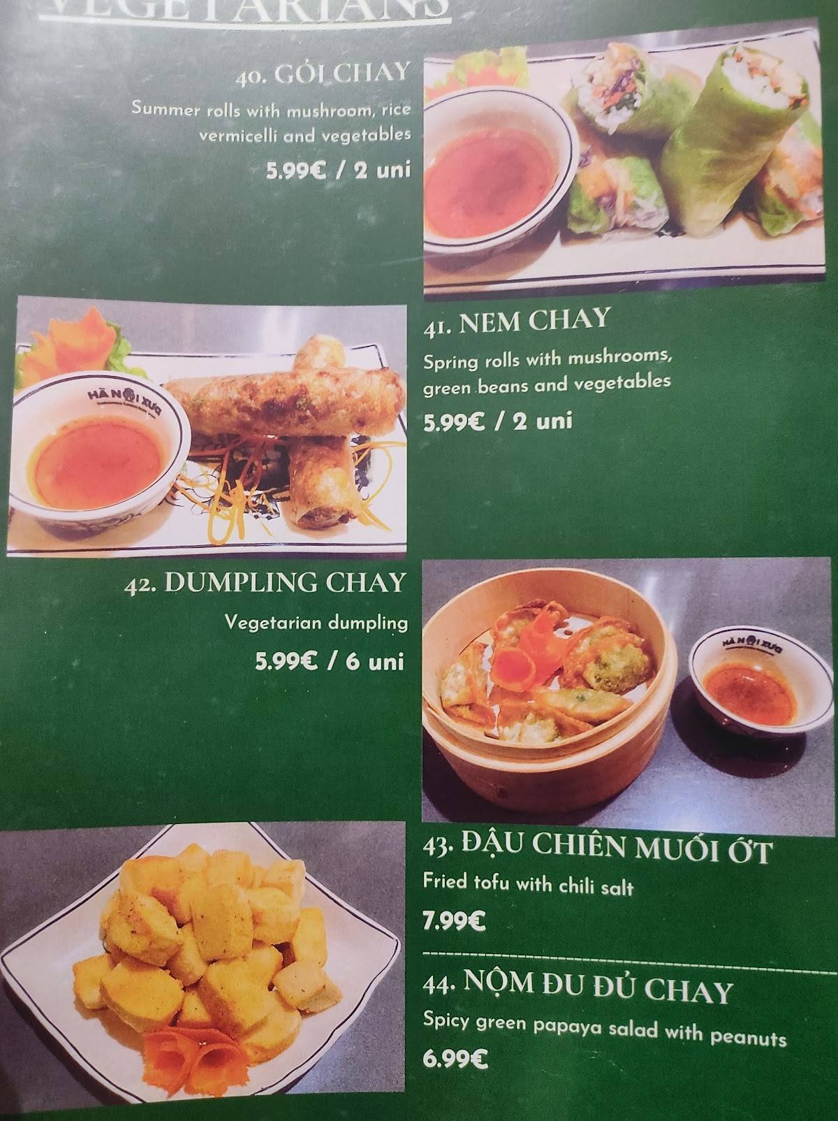 Menu em Ha Noi Xua restaurante, Lisboa