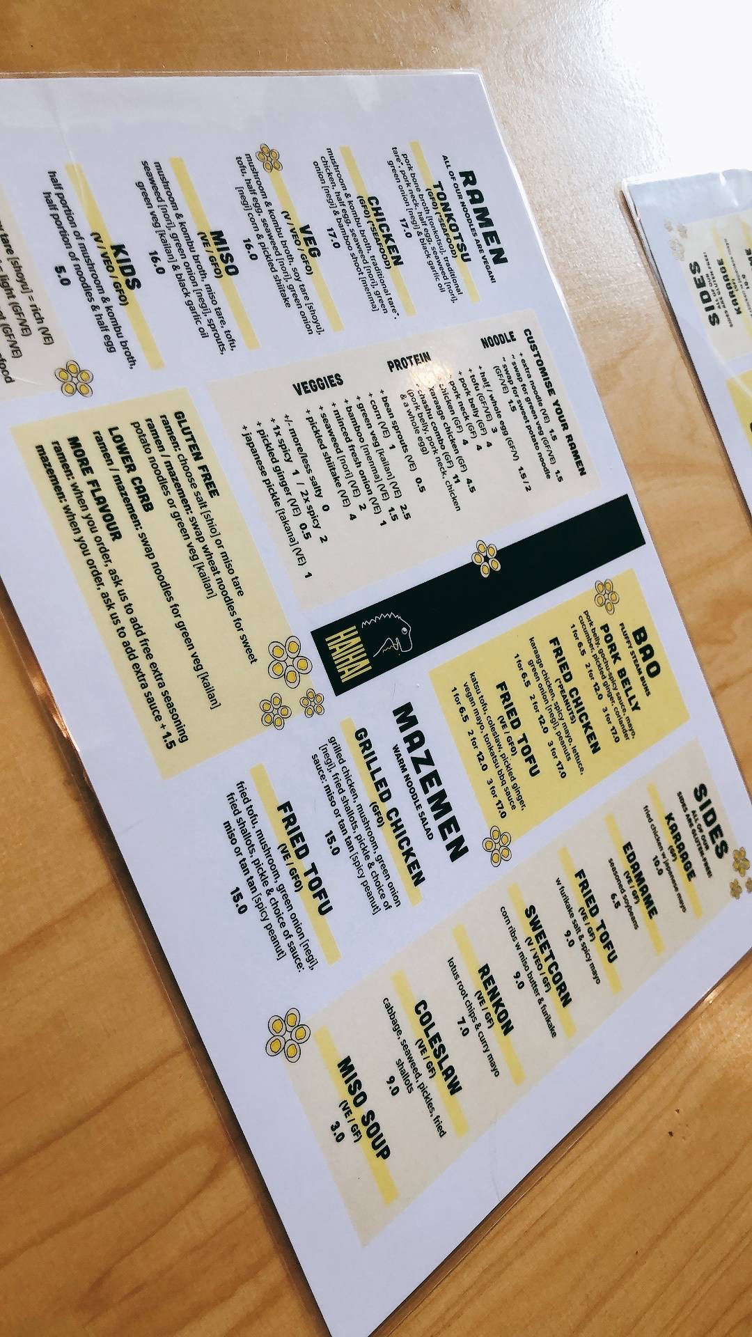 Menu at Hai Hai restaurant, Paddington