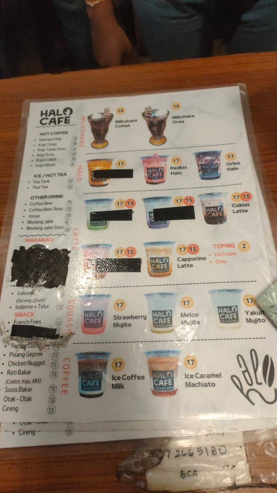 Menu at Halo cafe, Suwaru