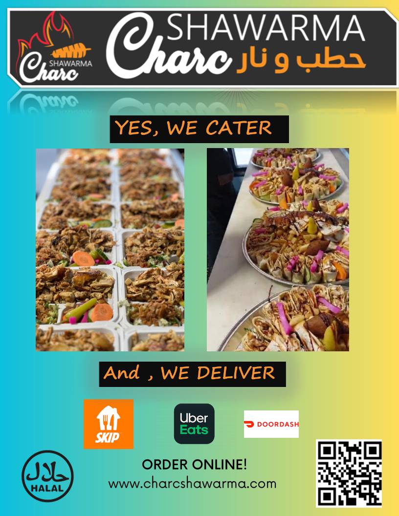 Menu at Charc Shawarma restaurant, Hamilton