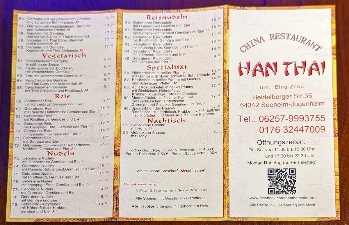 Speisekarte von Han Thai restaurant, Seeheim-Jugenheim