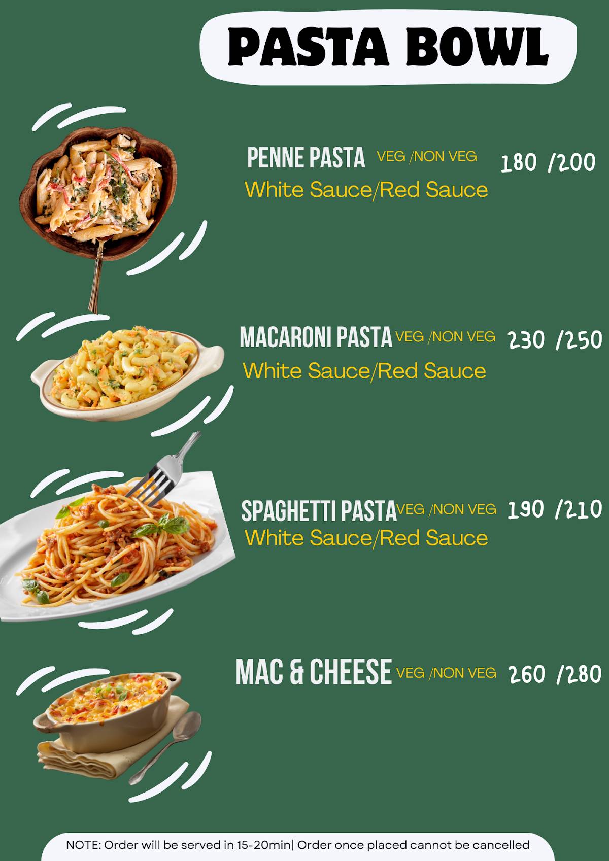 Menu at Roll Over Warangal, Hanamkonda