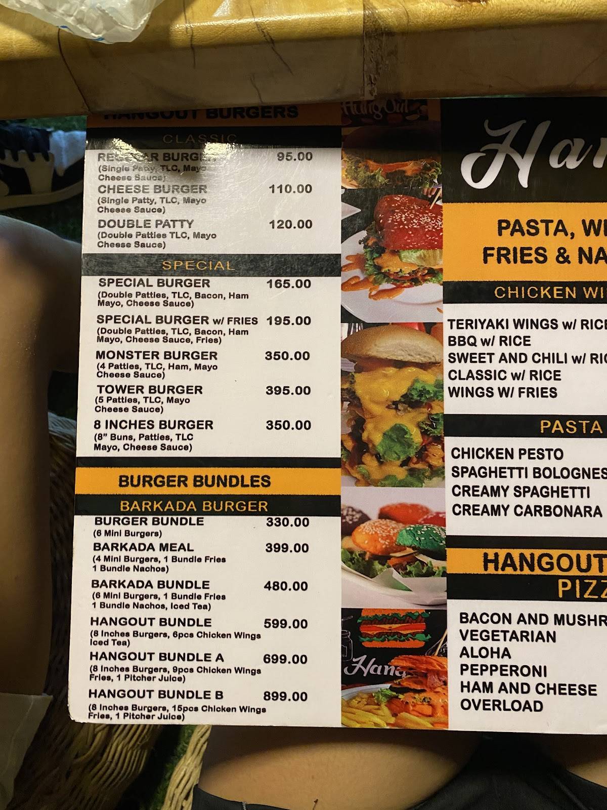 Menu at Hangout Resto-Bohol restaurant, Tagbilaran City
