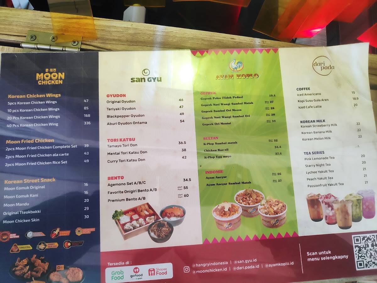 Carta de Hangry Taman Galaxy - Moon Chicken x San Gyu x Ayam Koplo x ...