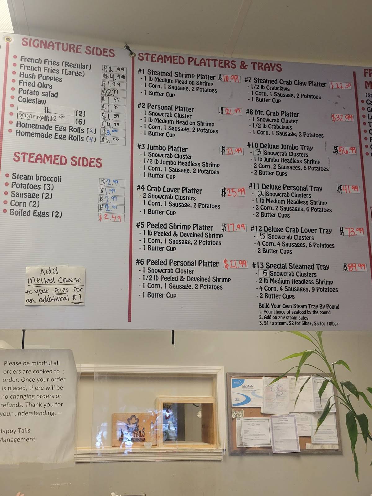 Menu at HAPPY TAILS SEAFOOD restaurant, Mobile