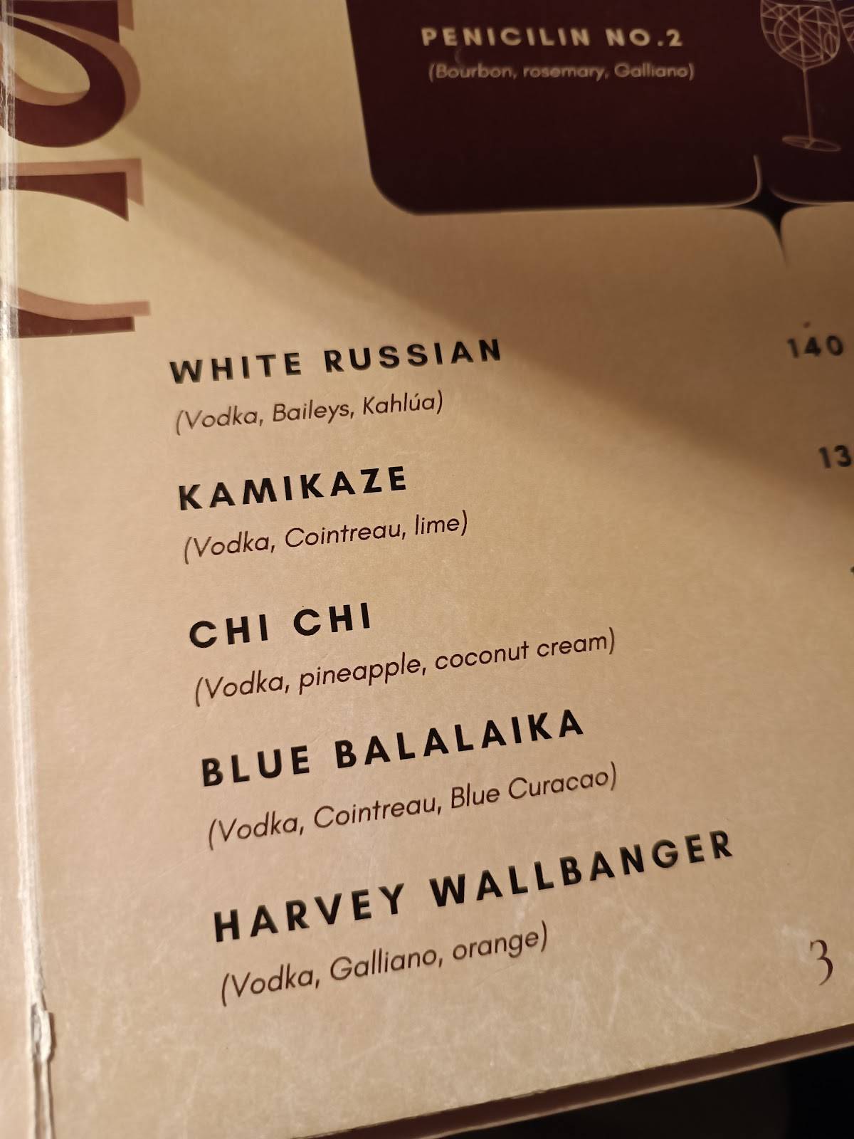 Menu at Happy or Sad Bar, Hanoi
