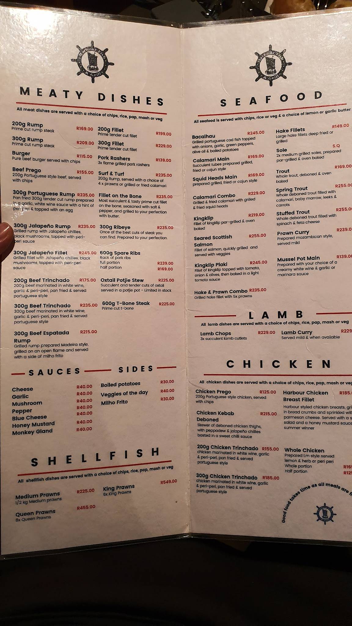 Menu at Harbour Fish and Grill restaurant, New Redruth, Meyersdal Mall