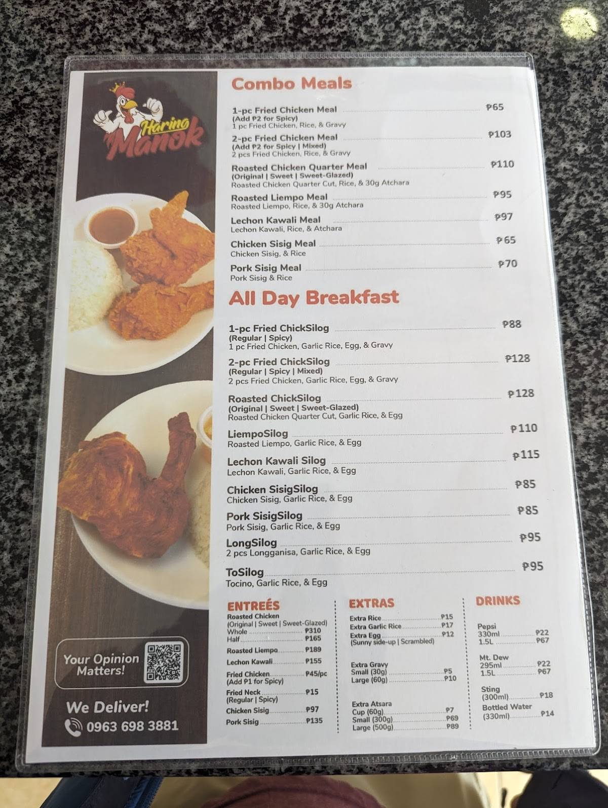 Menu at Haring Manok & Mexita restaurant, Legazpi City