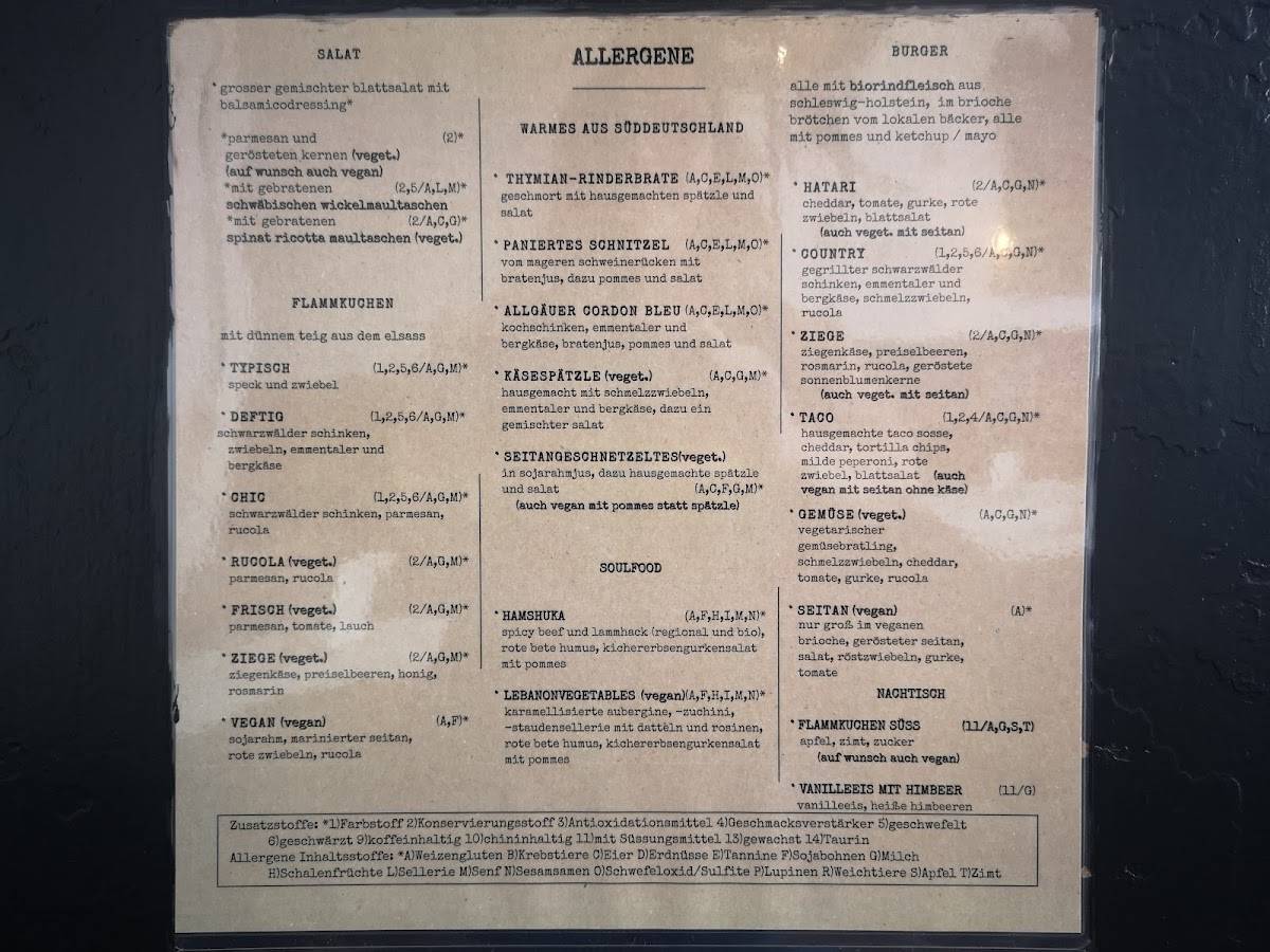 Speisekarte von Hatari restaurant, Hamburg, Eulenstraße 77