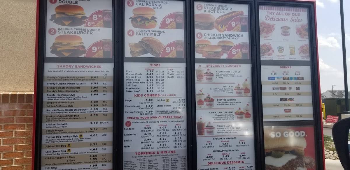 Menu at Freddy's Frozen Custard & Steakburgers fast food, Lansdale