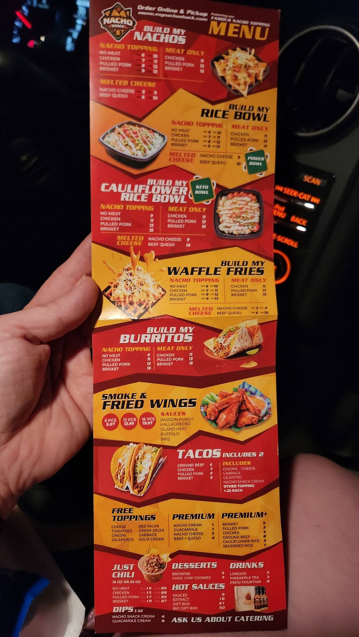 Menu at Nacho Shack restaurant, Havelock