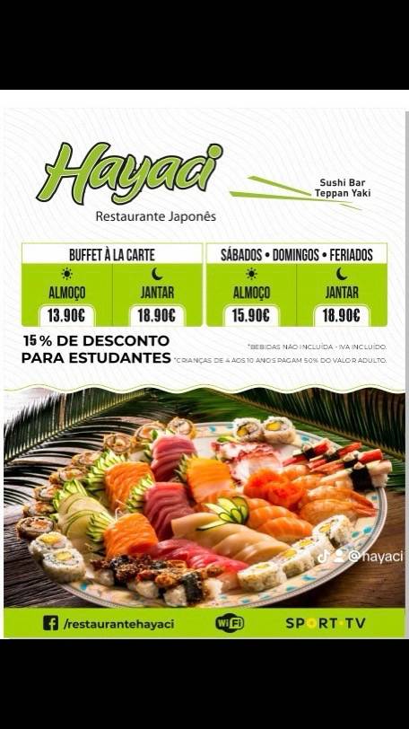 Menu at Hayaci restaurant, Lisbon, Rua General Taborda
