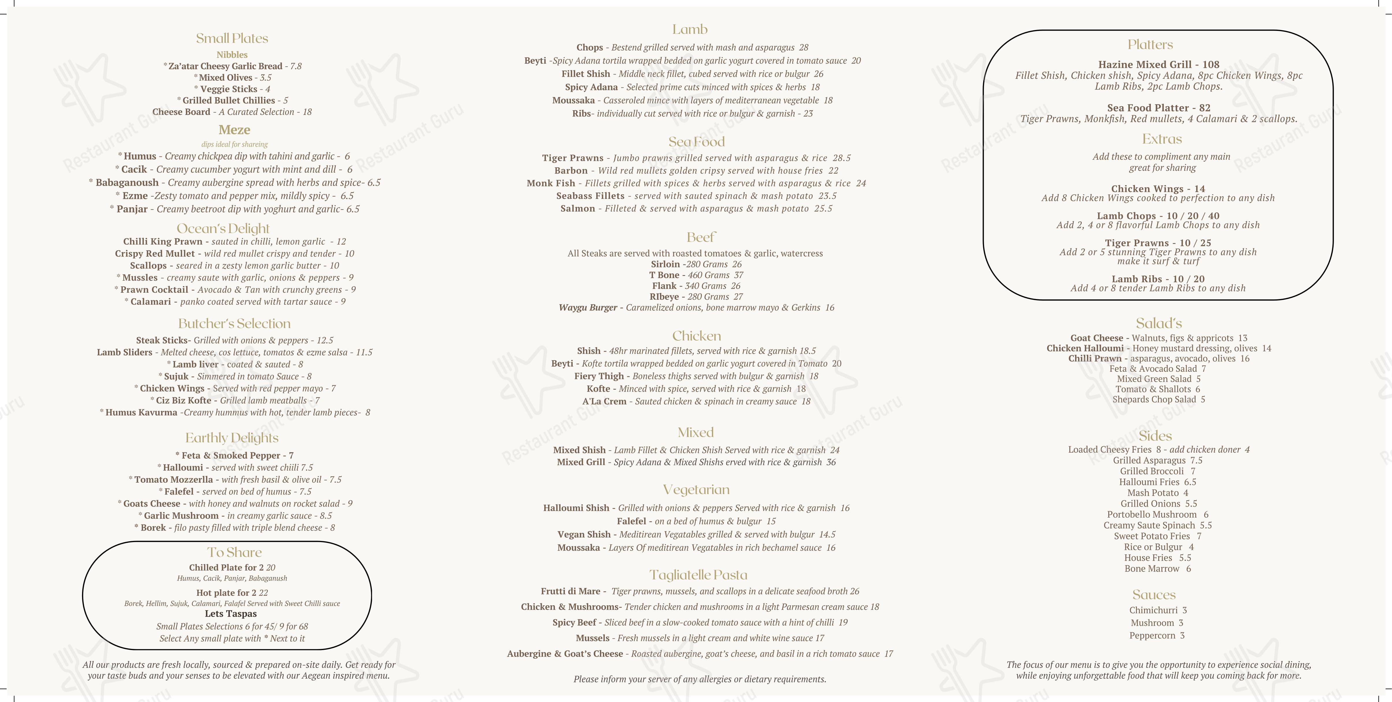Menu at Hazine pub & bar, Bexleyheath
