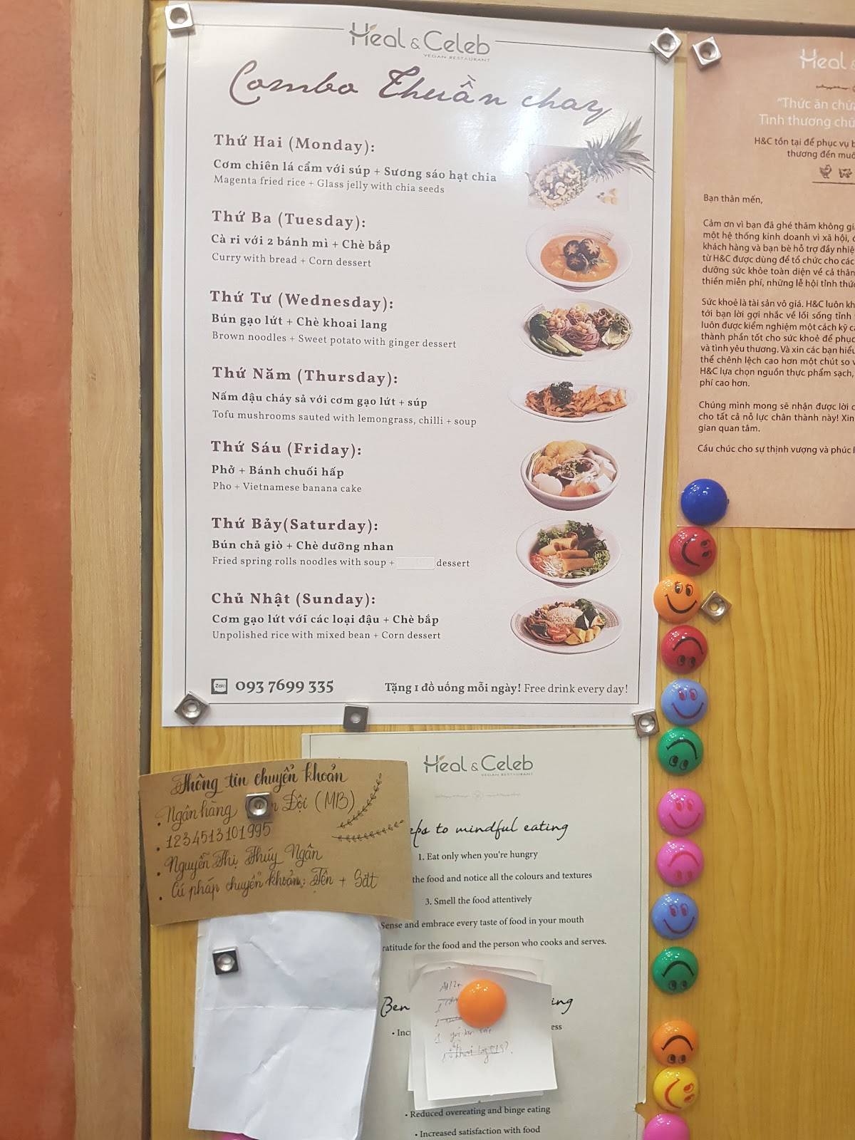 Carta de Heal and Celeb Vegan Restaurant Thuần Chay, Ciudad Ho Chi Minh ...