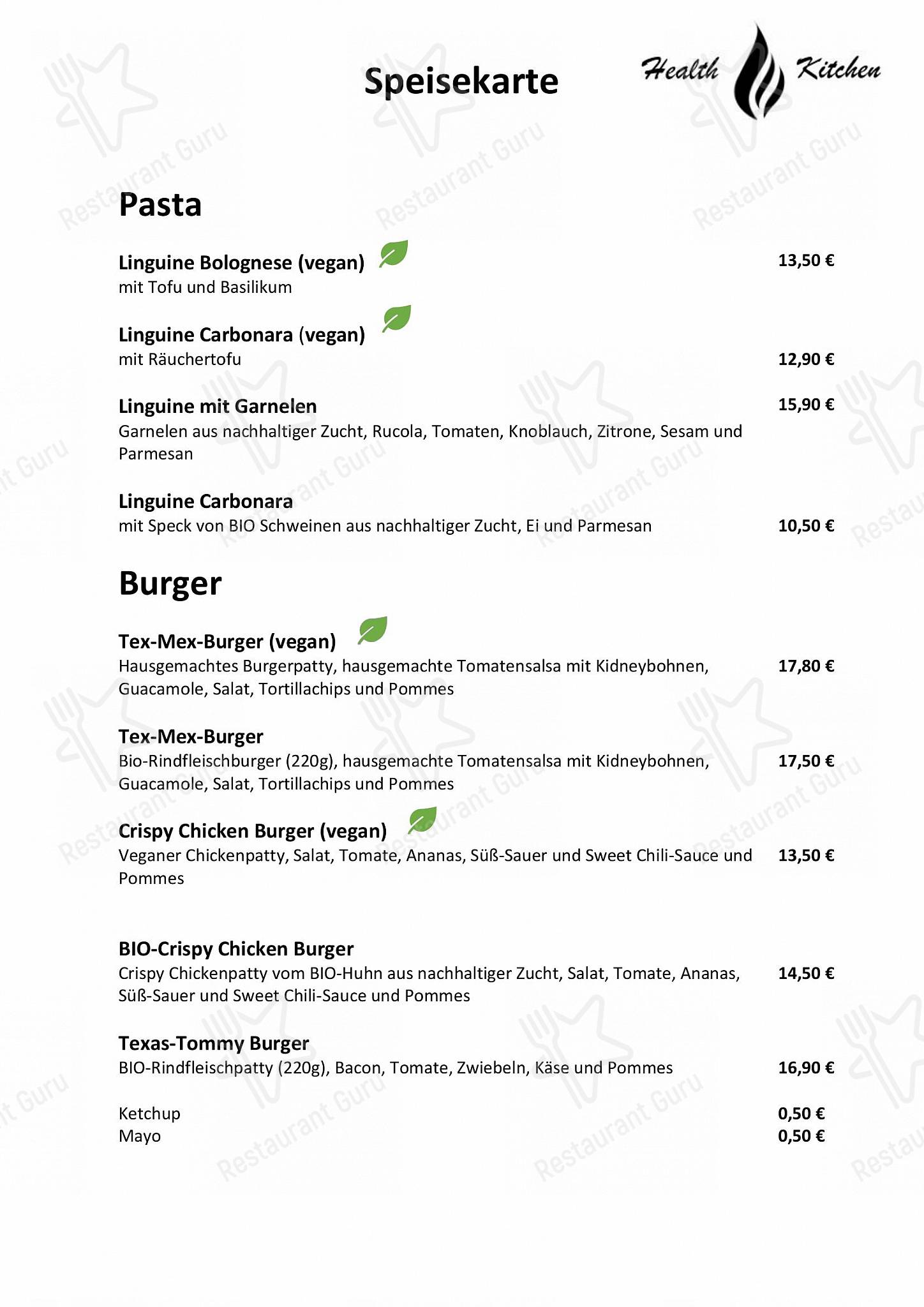 Menu at Health Kitchen pub & bar, Windhagen